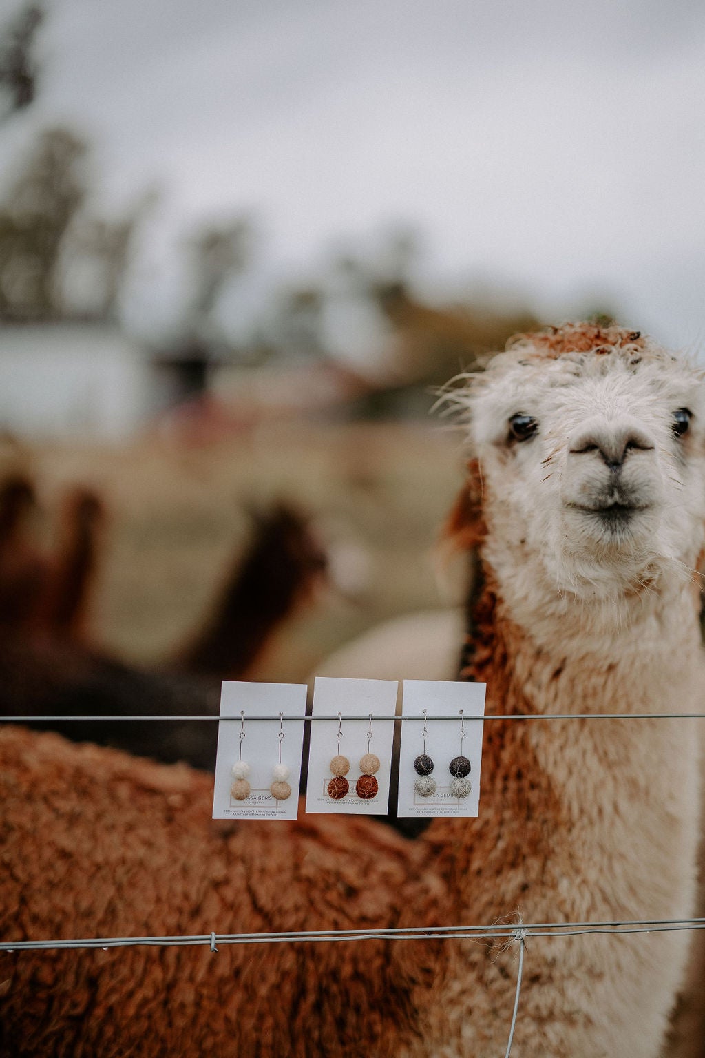 Alpaca Fibre Earrings - Double Bead | Quentin Park Alpacas & Studio Gallery