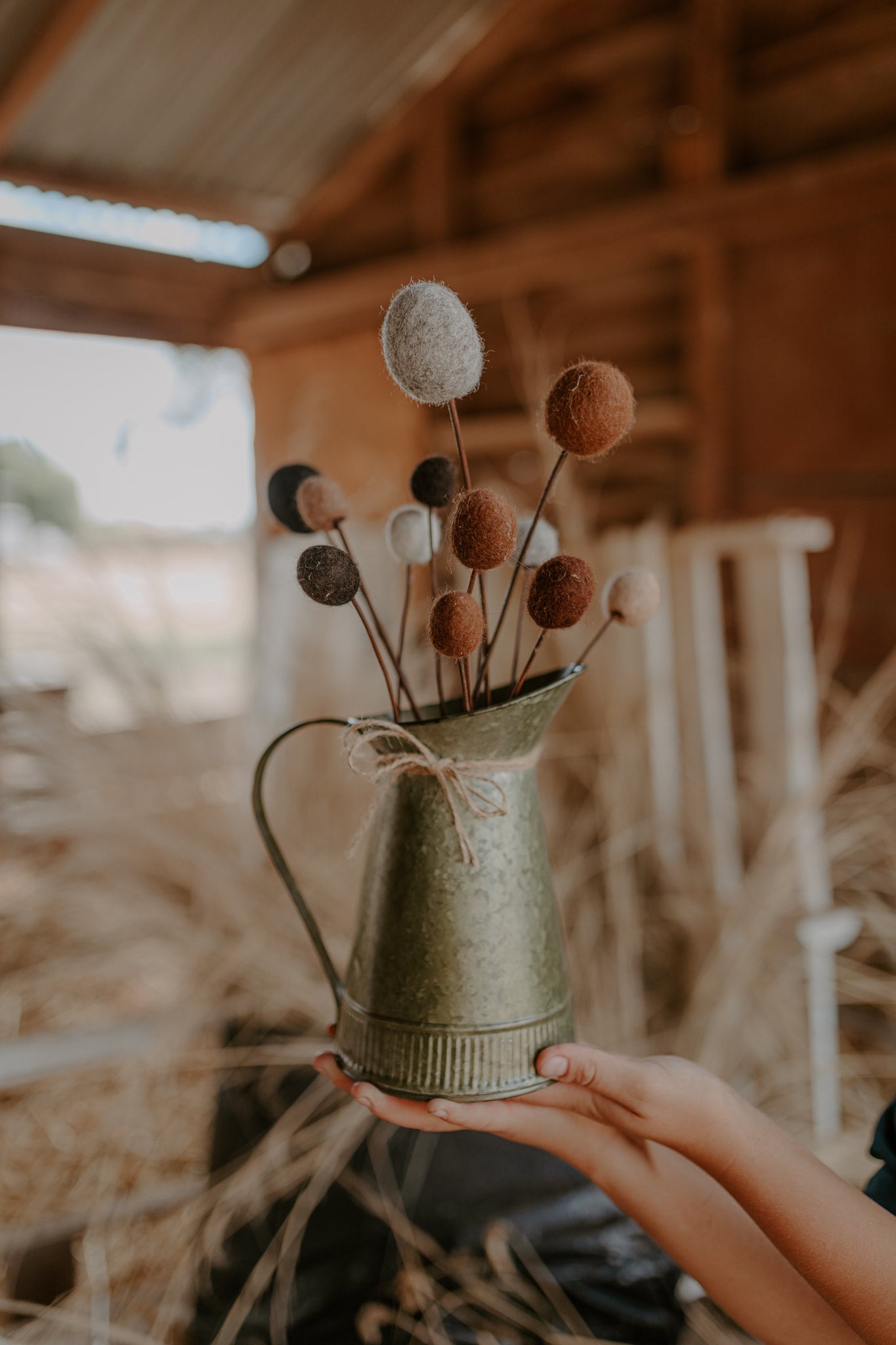 Alpaca Flower Arrangement in Metal Jug | Quentin Park Alpacas & Studio ...